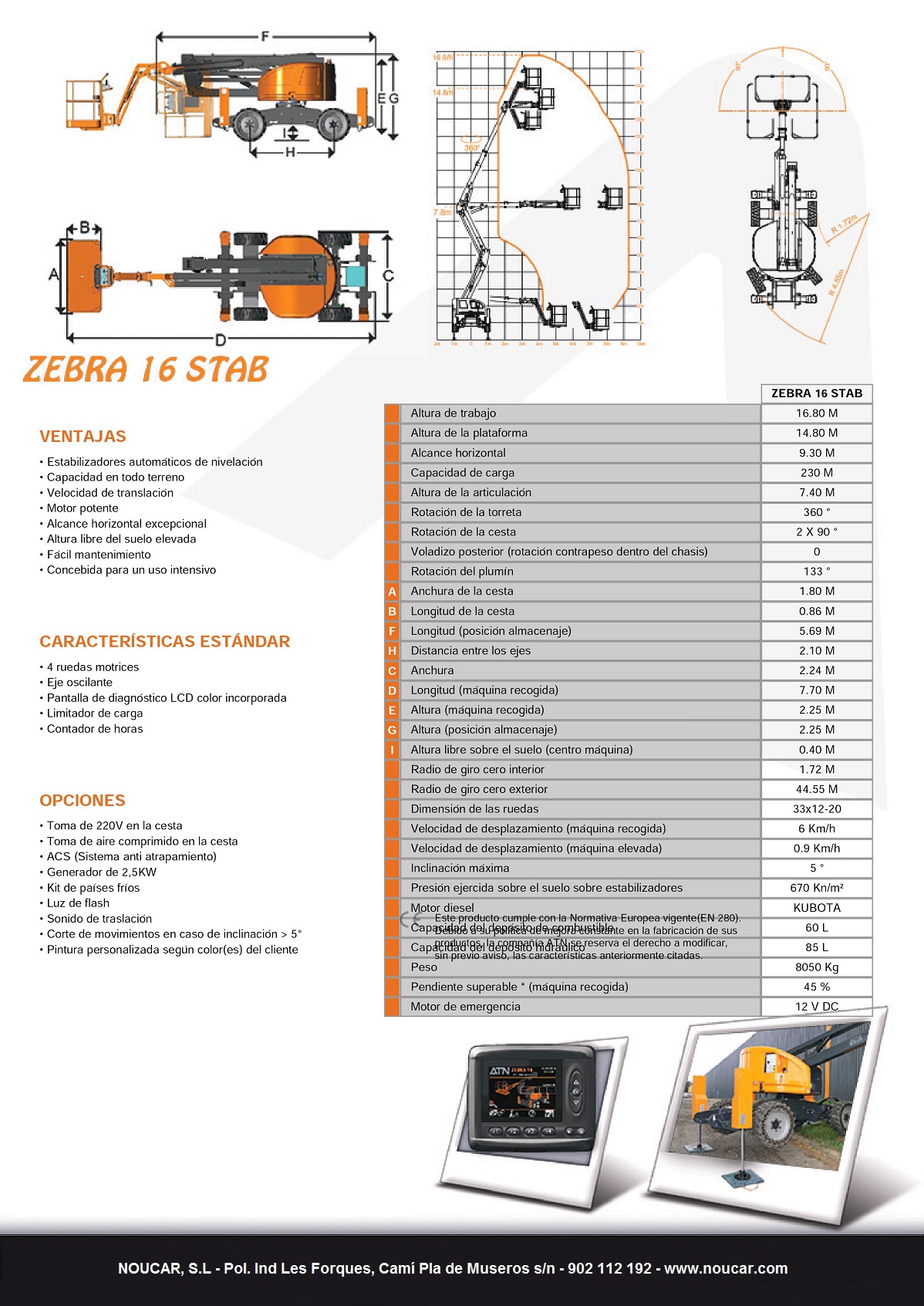 Plataforma Articulada 4x4 Zebra 16 STAB